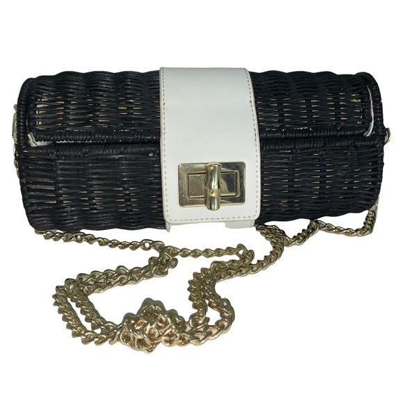 Talbots | Bags | Talbots Clutch Black White Rattan Shoulder Crossbody ...